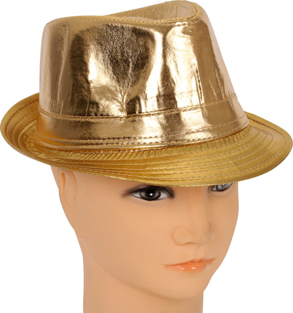 Fedora hat, guld, kun 50,- Mere for pengene!