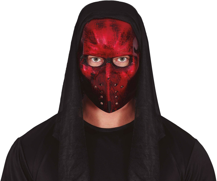 Hockey maske rød med hætte, kun 49,- Mere for pengene!