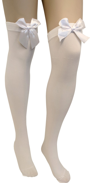 Stay-ups hvid med sløjfe, kun 40,- Mere for pengene!